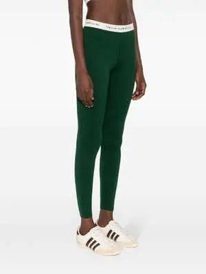 Sporty & Rich Logo-waistband Slip-on Leggings - Green