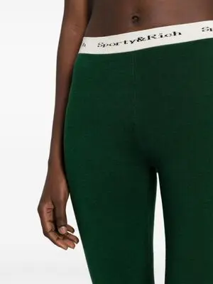 Sporty & Rich Logo-waistband Slip-on Leggings - Green