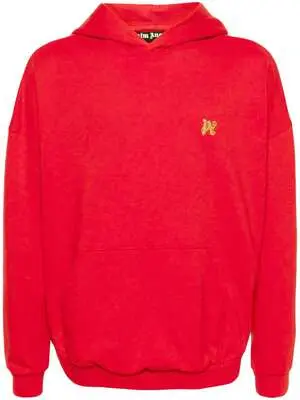 Palm Angels Dragon-monogram Cotton Hoodie - Red