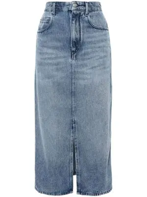 Stonewashed Denim Midi Skirts