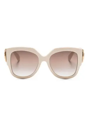 Gucci Logo-plaque Round-frame Sunglasses - Neutrals
