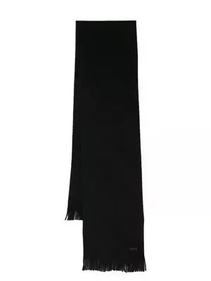 BOSS Logo-patch Virgin Wool Scarf - Black