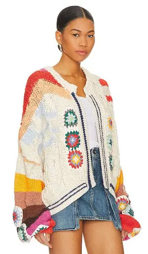 Free People Clear Skies Cardigen In Cream - Cream Combo