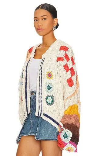 Free People Clear Skies Cardigen In Cream - Cream Combo