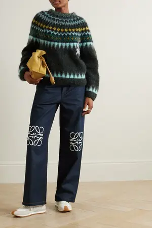 Loewe Anagram Cutout High-rise Straight-leg Jeans - Blue