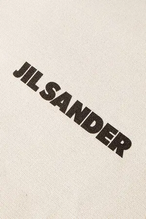 JIL SANDER Leather-trimmed Logo-print Canvas Tote - Neutrals