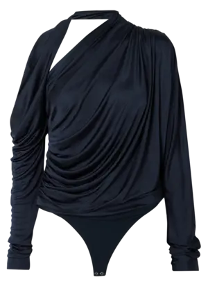 GOLDSIGN The Holden Asymmetric Draped Jersey Bodysuit