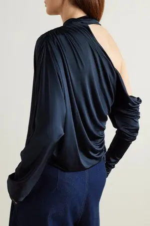 GOLDSIGN The Holden Asymmetric Draped Jersey Bodysuit
