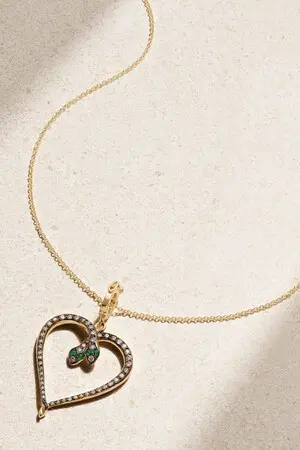Ileana Makri Miracle Love 18-karat Diamond And Emerald Necklace - Gold