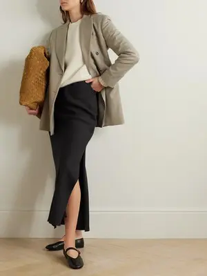 Brunello Cucinelli Crepe Maxi Skirt - Black