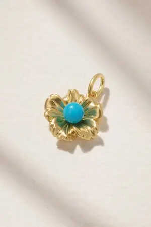 Irene Neuwirth Tropical Flower 18-karat Turquoise Charm - Gold