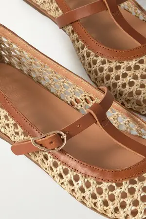 ANCIENT GREEK SANDALS Aerati Woven Raffia Ballet Flats - Neutrals