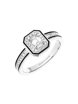 Boucheron Vendôme Liseré 18k White Gold, 0.52 Tcw Diamond & Lacquer Ring - Diamond White Gold