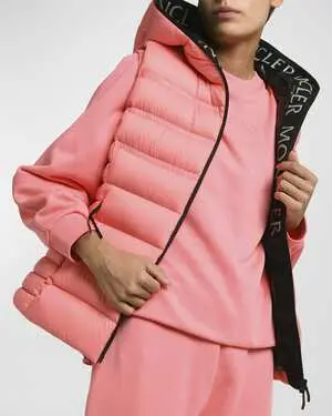 Moncler Aliterse Hooded Puffer Vest - Open Red