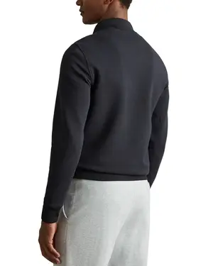 REISS Freddie Cotton Blend Interlock Quilted Zip-up Jacket - Navy