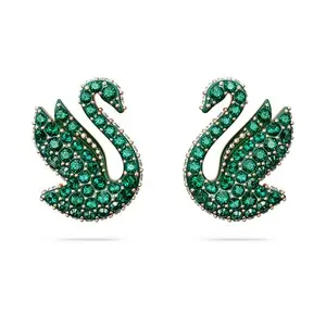 SWAROVSKI Swarovski Swan Stud Earrings Green