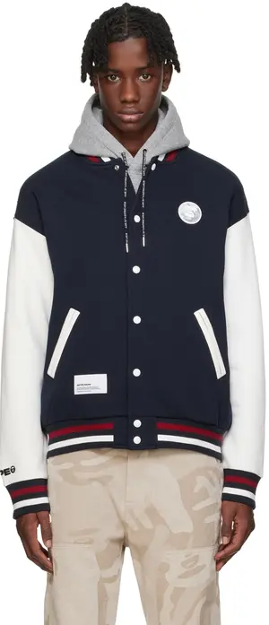 A BATHING APE AAPE By A Bathing Ape Navy Patch Bomber Jacket - Nyx