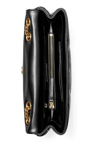Tory Burch Kira Diamond Quilted Leather Convertible Shoulder Bag - Black