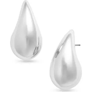 OPEN EDIT Teardrop Stud Earrings - Rhodium