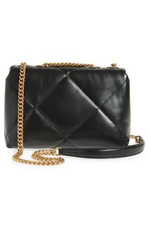Tory Burch Kira Diamond Quilted Leather Shoulder Bag - Black