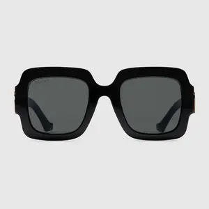 Gucci Square-frame Sunglasses With Double G - Black
