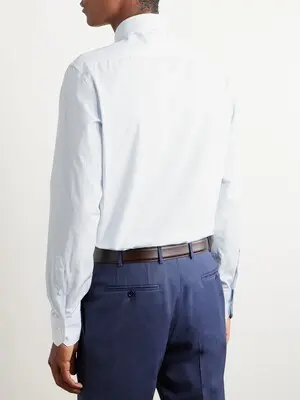 Zegna Cutaway-collar Striped Trofeo™ Shirt - Blue