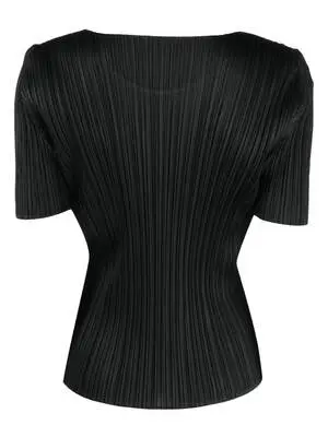 Issey Miyake Round-neck Plissé T-shirt - Black