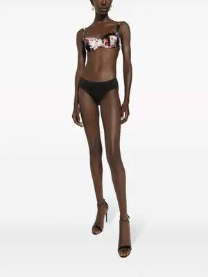 Dolce & Gabbana Floral-print Silk Balconette Bra - Black