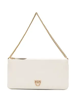 Pinko Leather Shoulder Bag With Love Birds Plaque - White