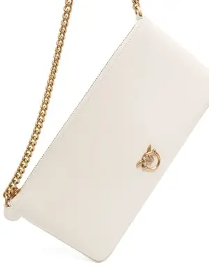 Pinko Leather Shoulder Bag With Love Birds Plaque - White