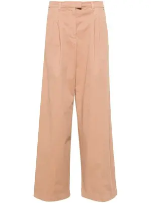 Pinko Wide-leg Cotton Trousers - Brown