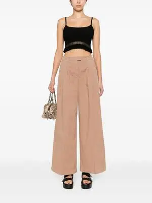 Pinko Wide-leg Cotton Trousers - Brown