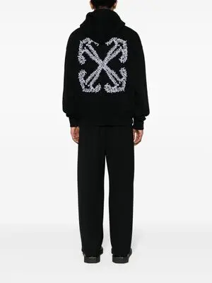Off-White Logo-embroidered Organic Cotton Hoodie - Black