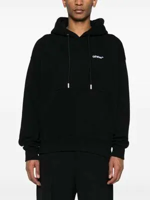 Off-White Logo-embroidered Organic Cotton Hoodie - Black