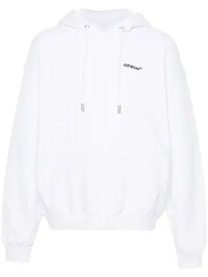Off-White Logo-embroidered Organic Cotton Hoodie