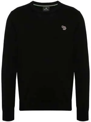 Paul Smith Zebra-motif Organic Cotton Jumper - Black