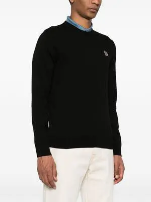 Paul Smith Zebra-motif Organic Cotton Jumper - Black