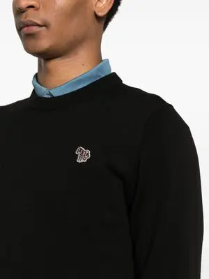Paul Smith Zebra-motif Organic Cotton Jumper - Black