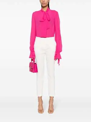 Pinko Pressed-crease Tapered Trousers - White