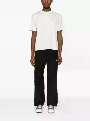 Palm Angels Logo-embroidered Cotton T-shirt - Neutrals