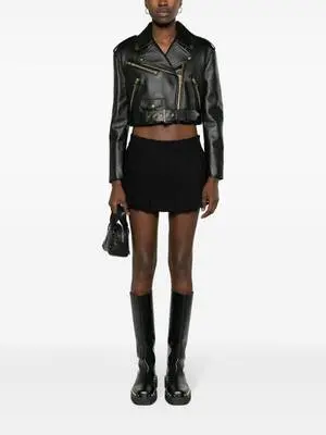 Moschino Cropped Leather Biker Jacket