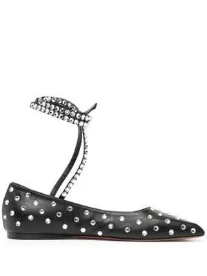 Amina Muaddi Ane Crystal-embellished Ballerina Shoes - Black