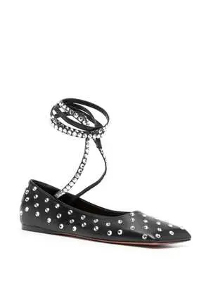 Amina Muaddi Ane Crystal-embellished Ballerina Shoes - Black