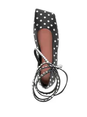 Amina Muaddi Ane Crystal-embellished Ballerina Shoes - Black