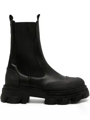 GANNI Cleated Faux-leather Chelsea Boots - Black