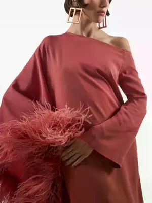 TALLER MARMO Ubud Extravaganza Feather-trim Maxi Dress - Pink