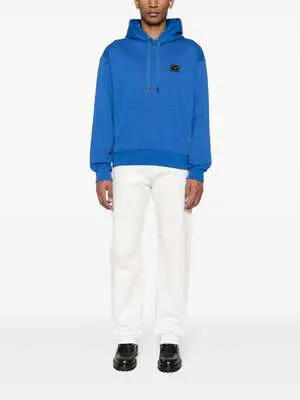 Dolce & Gabbana Logo-plaque Cotton Hoodie - Blue