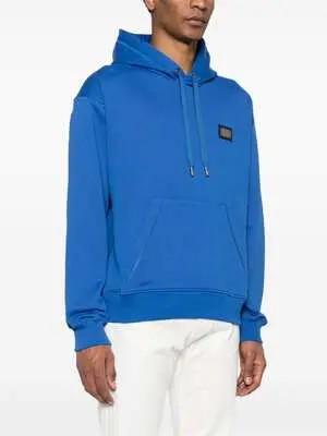 Dolce & Gabbana Logo-plaque Cotton Hoodie - Blue