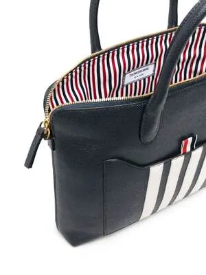 Thom Browne 4-bar Stripe Pebbled-leather Briefcase