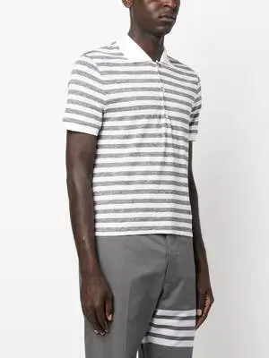 Thom Browne Striped Linen Polo Shirt